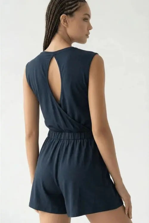 FOREVER & ALWAYS Lesie Modal Short Jumpsuit - Navy
