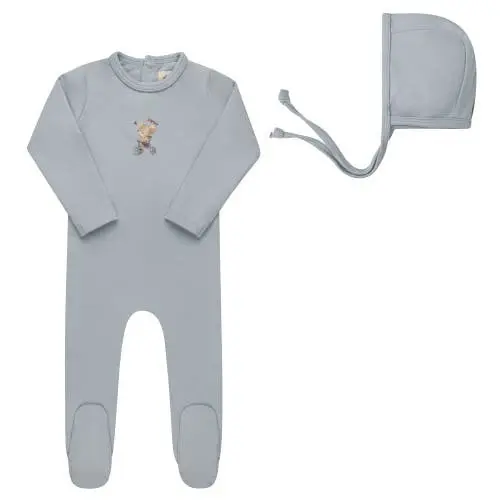 ELY'S & CO. Playful Mouse Collection Footie And Bonnet Set - Blue
