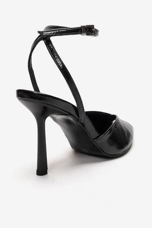 PROLOGUE SHOES Ankle Strap Stiletto Pump - Black