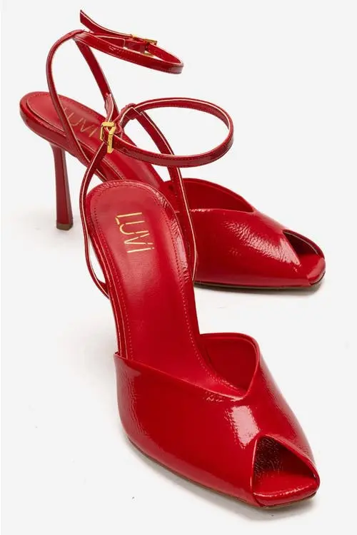 PROLOGUE SHOES Ankle Strap Stiletto Pump - Red