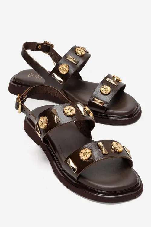 FOREVER & ALWAYS SHOES Libera Leather Sandal - Brown
