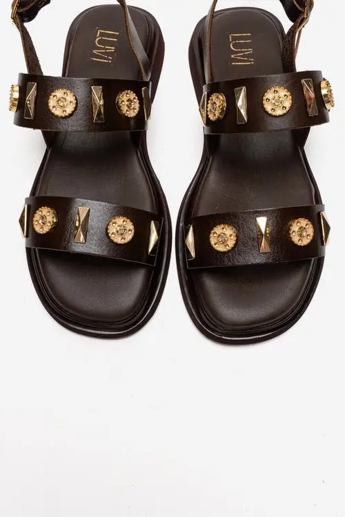 FOREVER & ALWAYS SHOES Libera Leather Sandal - Brown