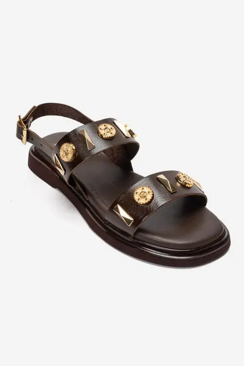 FOREVER & ALWAYS SHOES Libera Leather Sandal - Brown