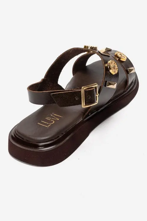 FOREVER & ALWAYS SHOES Libera Leather Sandal - Brown