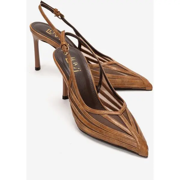 PROLOGUE SHOES Eleana Slingback Stiletto Pump - Cognac