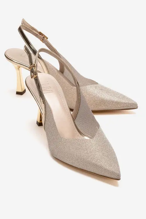 PROLOGUE SHOES Dorata Embellished Stiletto Pump - Gold