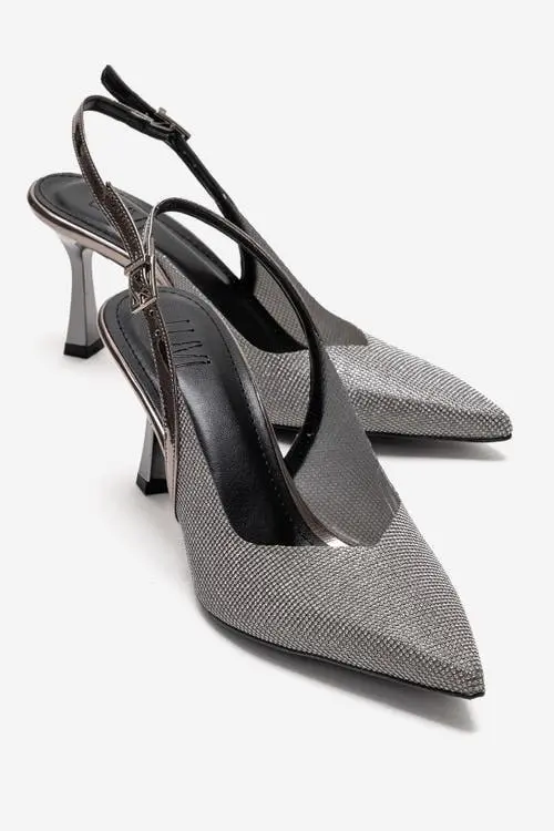 PROLOGUE SHOES Dorata Embellished Stiletto Pump - Platinum