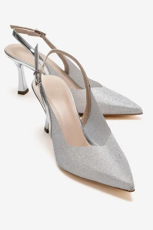 PROLOGUE SHOES Dorata Embellished Stiletto Pump - Silver