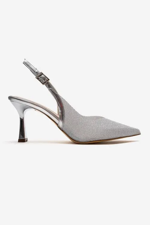 PROLOGUE SHOES Dorata Embellished Stiletto Pumps - Silver