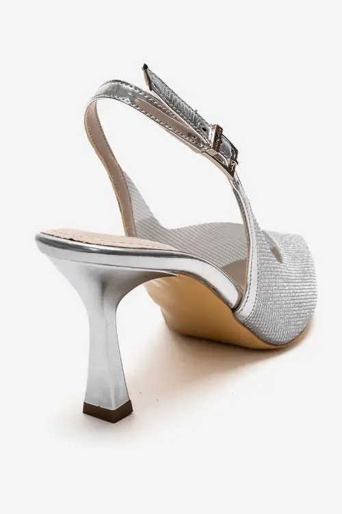 PROLOGUE SHOES Dorata Embellished Stiletto Pumps - Silver