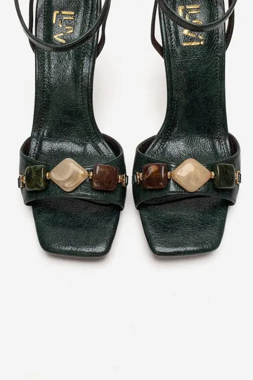 PROLOGUE SHOES Franca Block Heel Sandal - Green