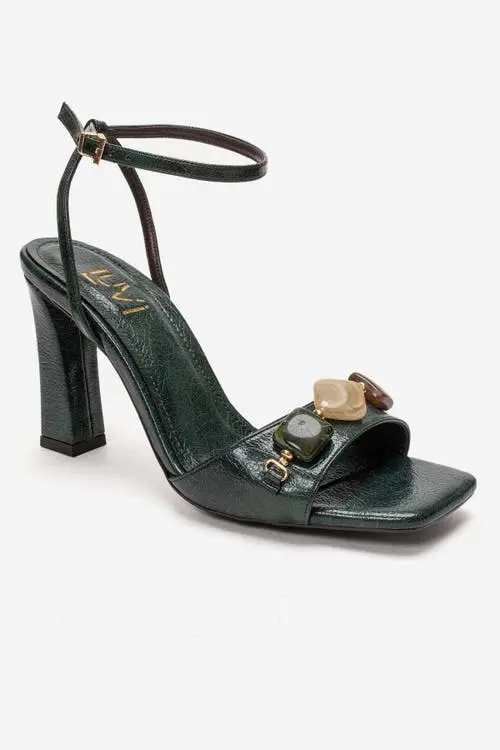 PROLOGUE SHOES Franca Block Heel Sandal - Green