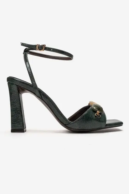 PROLOGUE SHOES Franca Block Heel Sandal - Green
