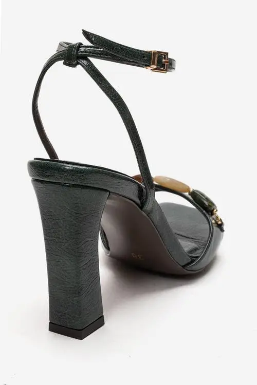 PROLOGUE SHOES Franca Block Heel Sandal - Green