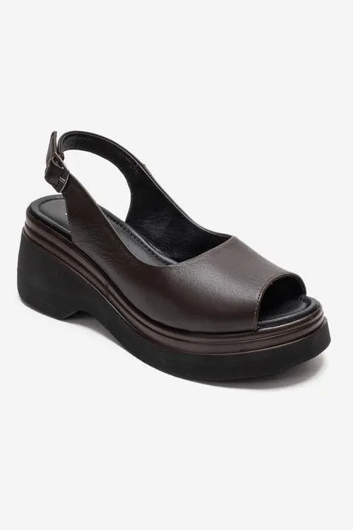 FOREVER & ALWAYS SHOES Laure Leather Wedge Sandal