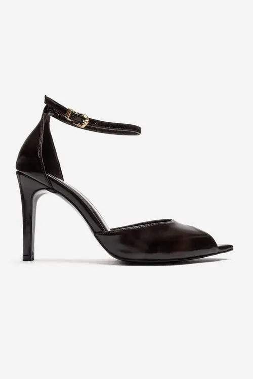 PROLOGUE SHOES Dona Stiletto Pump With Ankle Strap - Brown