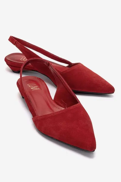 FOREVER & ALWAYS SHOES Berlina Suede Slingback Pumps - Red Suede
