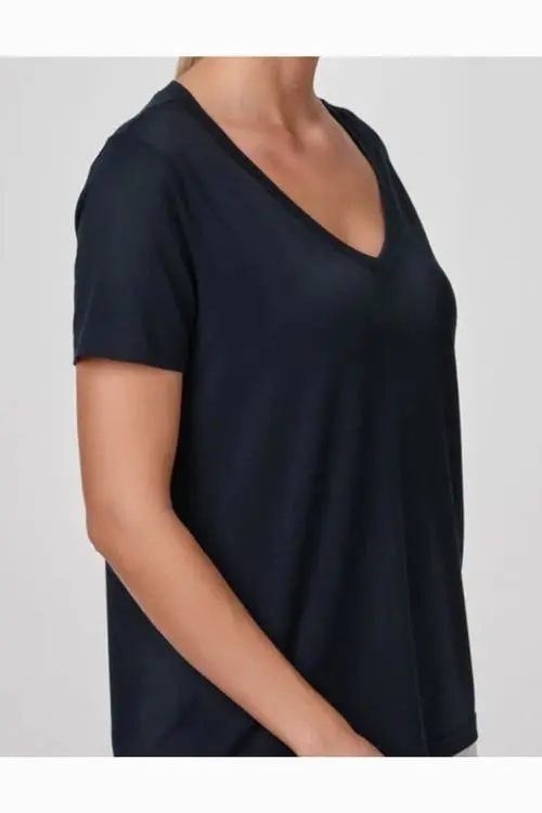 FOREVER & ALWAYS Alaia Deep V-neck Ultra Soft Modal T-shirt - Navy