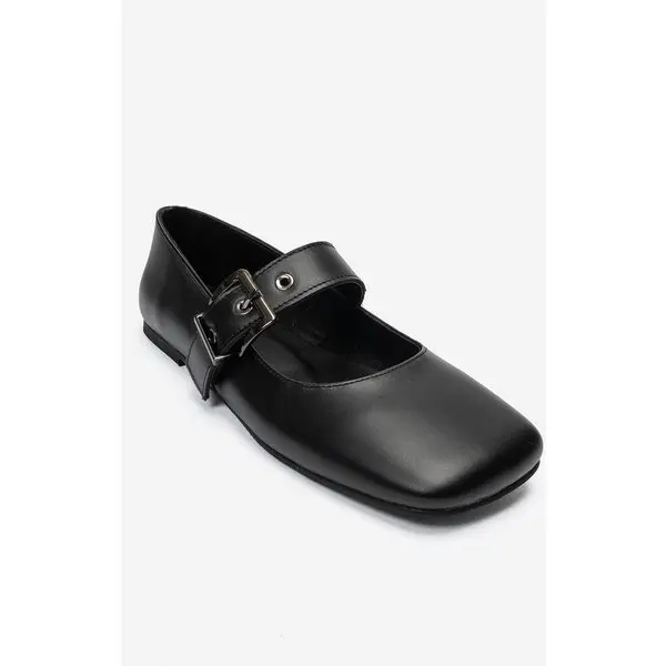FOREVER & ALWAYS SHOES Jonas Leather Ballet Flat - Black