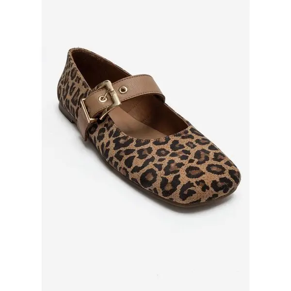 FOREVER & ALWAYS SHOES Jonas Leather Ballet Flat - Leopard