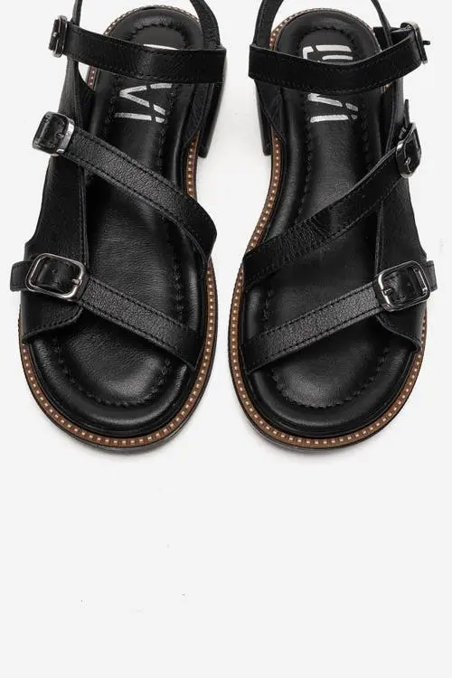 FOREVER & ALWAYS SHOES Morez Leather Sandal - Black
