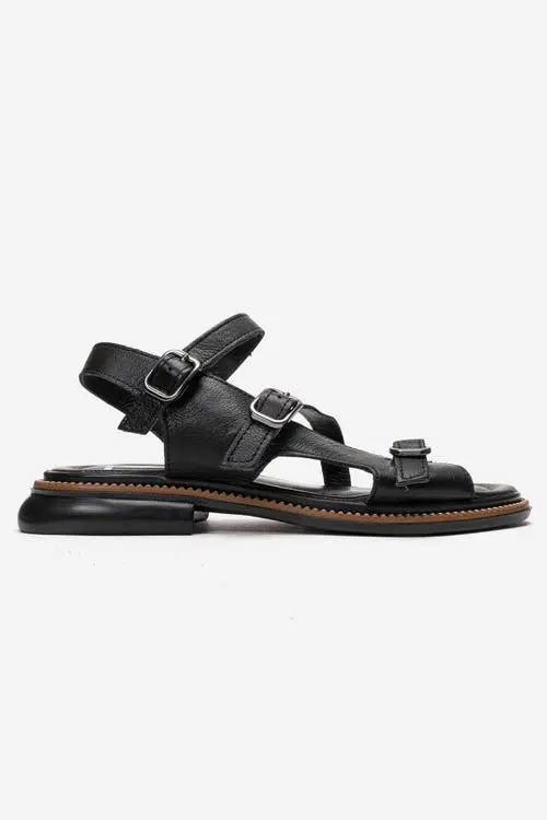 FOREVER & ALWAYS SHOES Morez Leather Sandal - Black