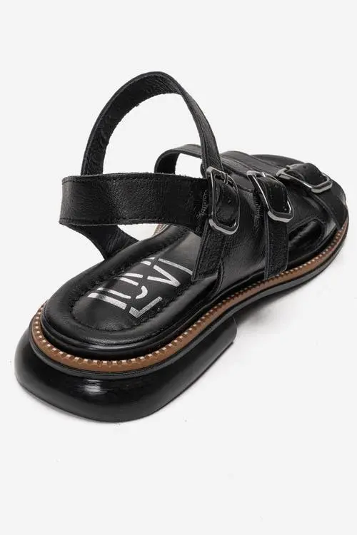 FOREVER & ALWAYS SHOES Morez Leather Sandal - Black