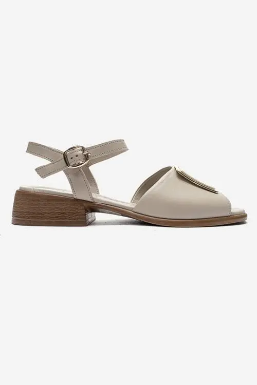 FOREVER & ALWAYS SHOES Svelte Leather Buckle Sandal - Beige