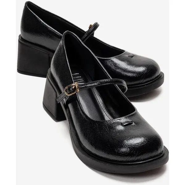 PROLOGUE SHOES Luanda Block Heel Mary Jane Shoes - Black