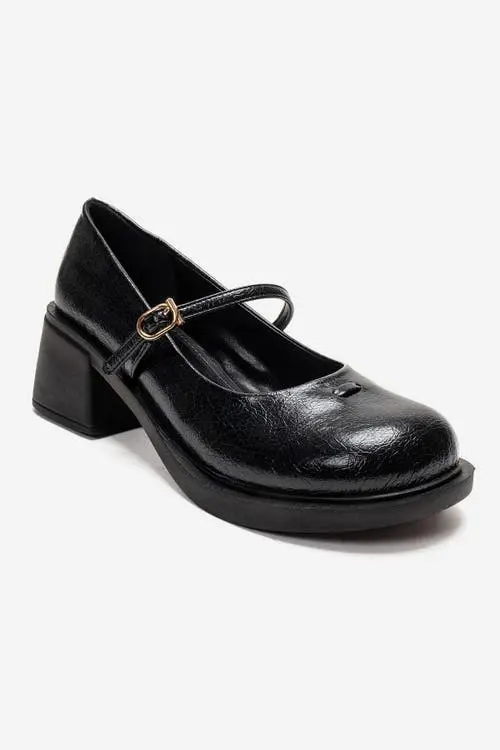 PROLOGUE SHOES Luanda Block Heel Mary Jane Shoes - Black