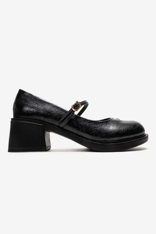 PROLOGUE SHOES Luanda Block Heel Mary Jane Shoes - Black