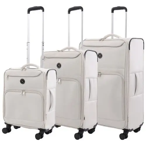 MARTHA STEWART 3-piece Softside Luggage Set With Spinner Wheels - Light Grey