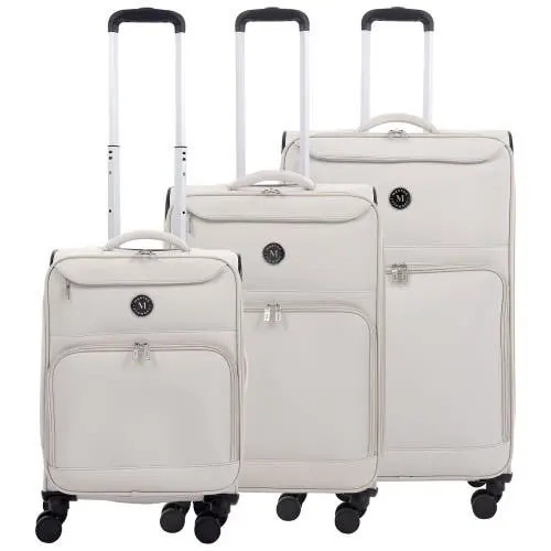 MARTHA STEWART 3-piece Softside Luggage Set With Spinner Wheels - Light Grey