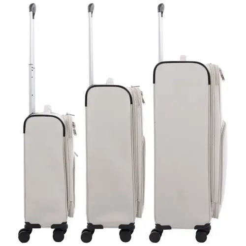 MARTHA STEWART 3-piece Softside Luggage Set With Spinner Wheels - Light Grey