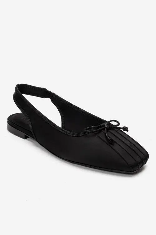 PROLOGUE SHOES Zelvia Bow Slingback Ballet Flats - Black