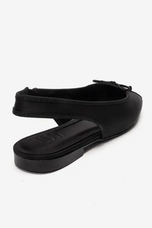 PROLOGUE SHOES Zelvia Bow Slingback Ballet Flats - Black