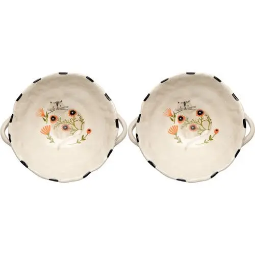 DANICA BRANDS Footed Catbloom Bowlset Of 2