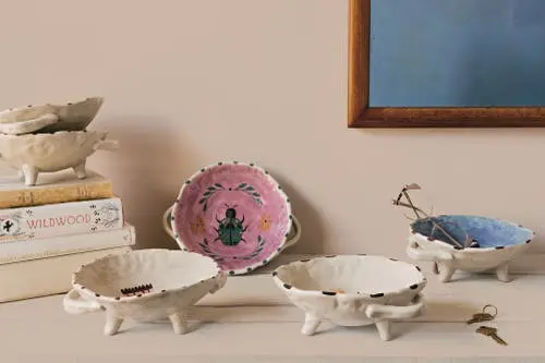 DANICA BRANDS Footed Catbloom Bowlset Of 2