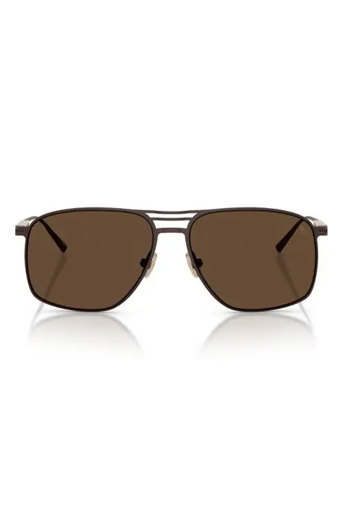 Brunello Cucinelli Titanium Rectangular Sunglasses - Chocolate