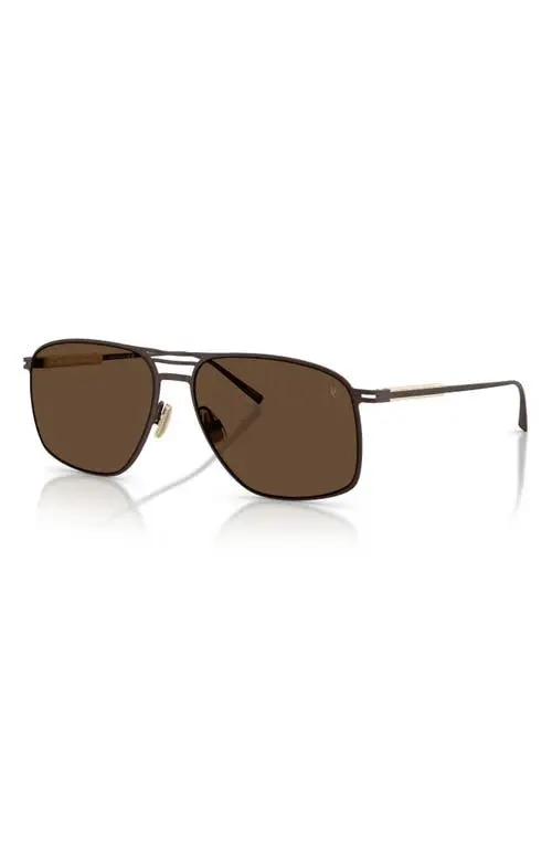 Brunello Cucinelli Titanium Rectangular Sunglasses - Chocolate