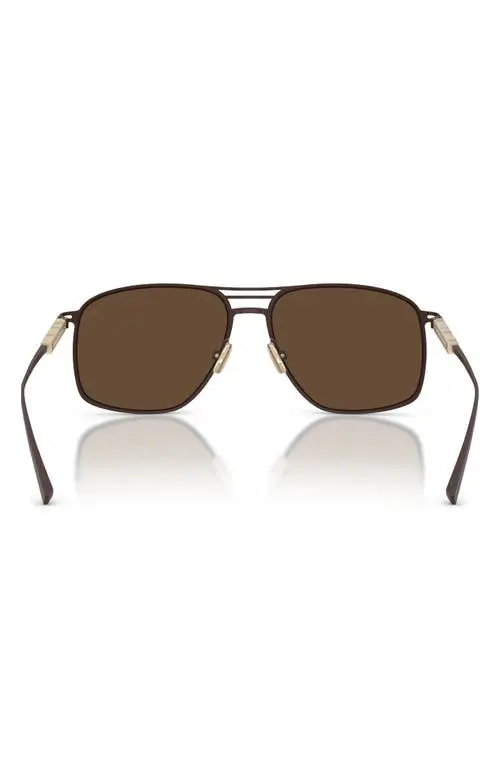 Brunello Cucinelli Titanium Rectangular Sunglasses - Chocolate