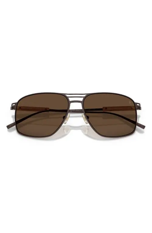 Brunello Cucinelli Titanium Rectangular Sunglasses - Chocolate