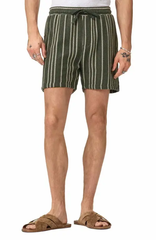 John Varvatos Vertical Stripe Cotton Blend Drawstring Shorts