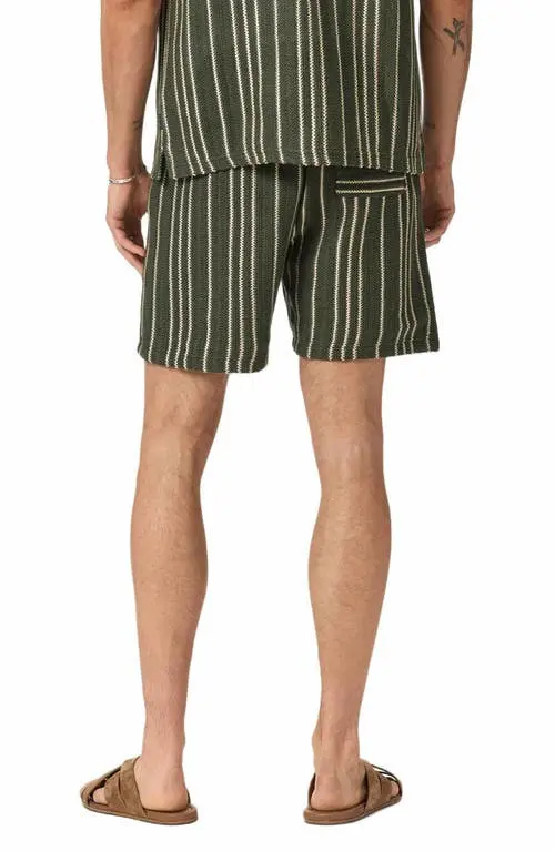 John Varvatos Vertical Stripe Cotton Blend Drawstring Shorts