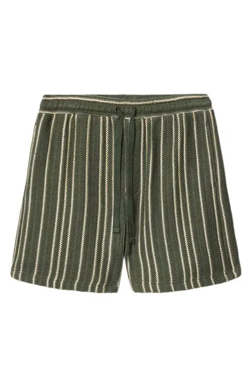 John Varvatos Vertical Stripe Cotton Blend Drawstring Shorts