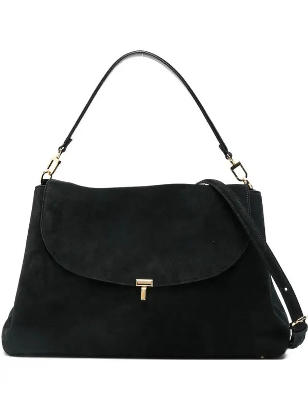 TOTEME T-lock Suede Satchel Bag - Black
