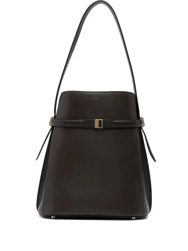 TOTEME Belted Leather Bucket Bag - Brown
