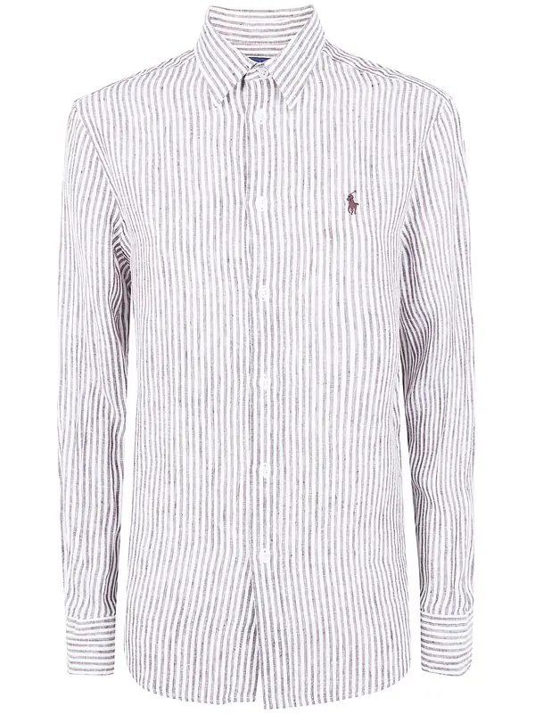 Polo Ralph Lauren Striped Linen Sport Shirt - Brown