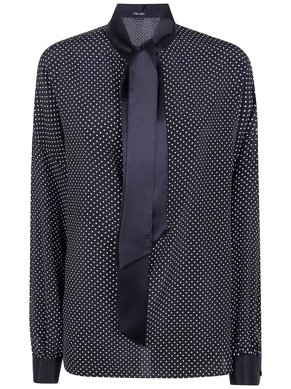 TOM FORD Polka Dot Silk Crepe De Chine Lavalliere Tunic - Black