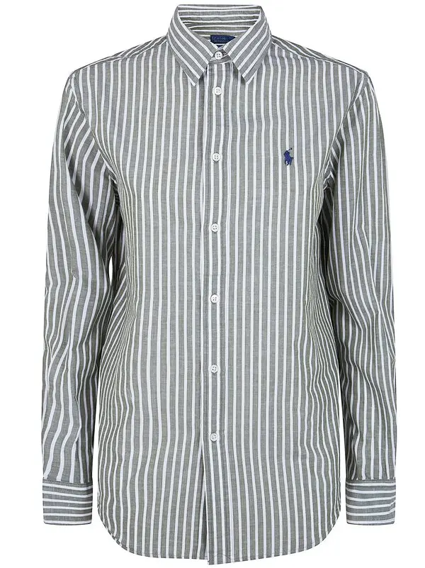 Polo Ralph Lauren Striped Cotton Linen Sport Shirt - Green